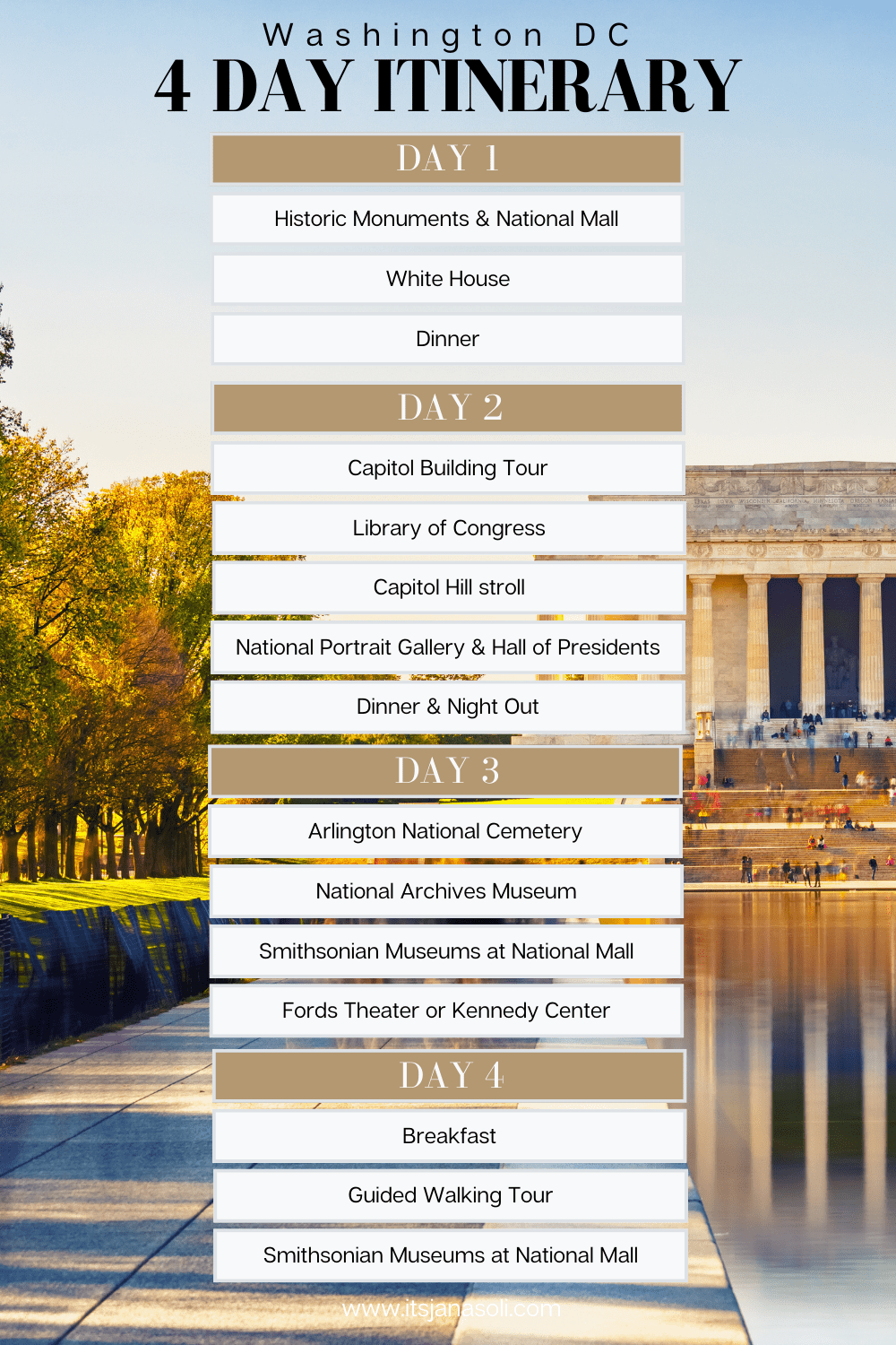 The Perfect Washington DC 4 Day Itinerary for a Long Weekend - itsjanasoli